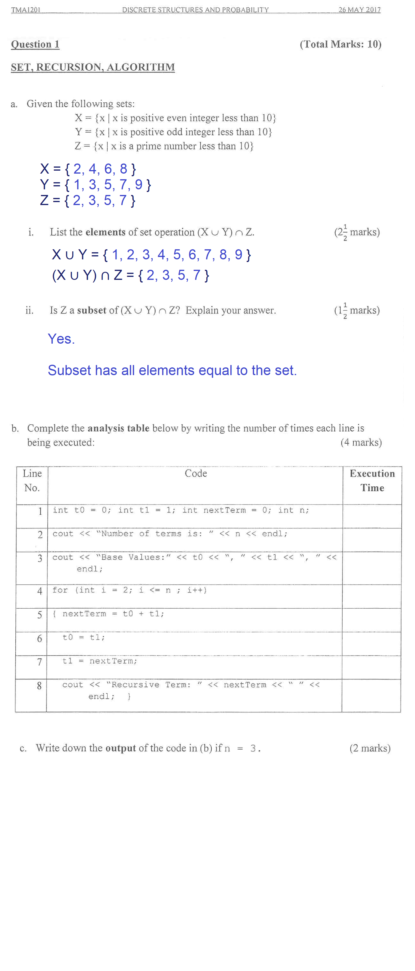 Exam questions - TMA 1201